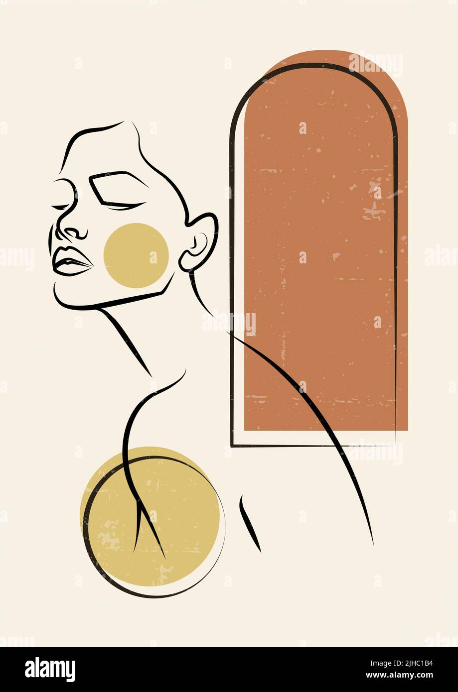 Abstract minimalist illustration with linear woman body Stock Vector ...