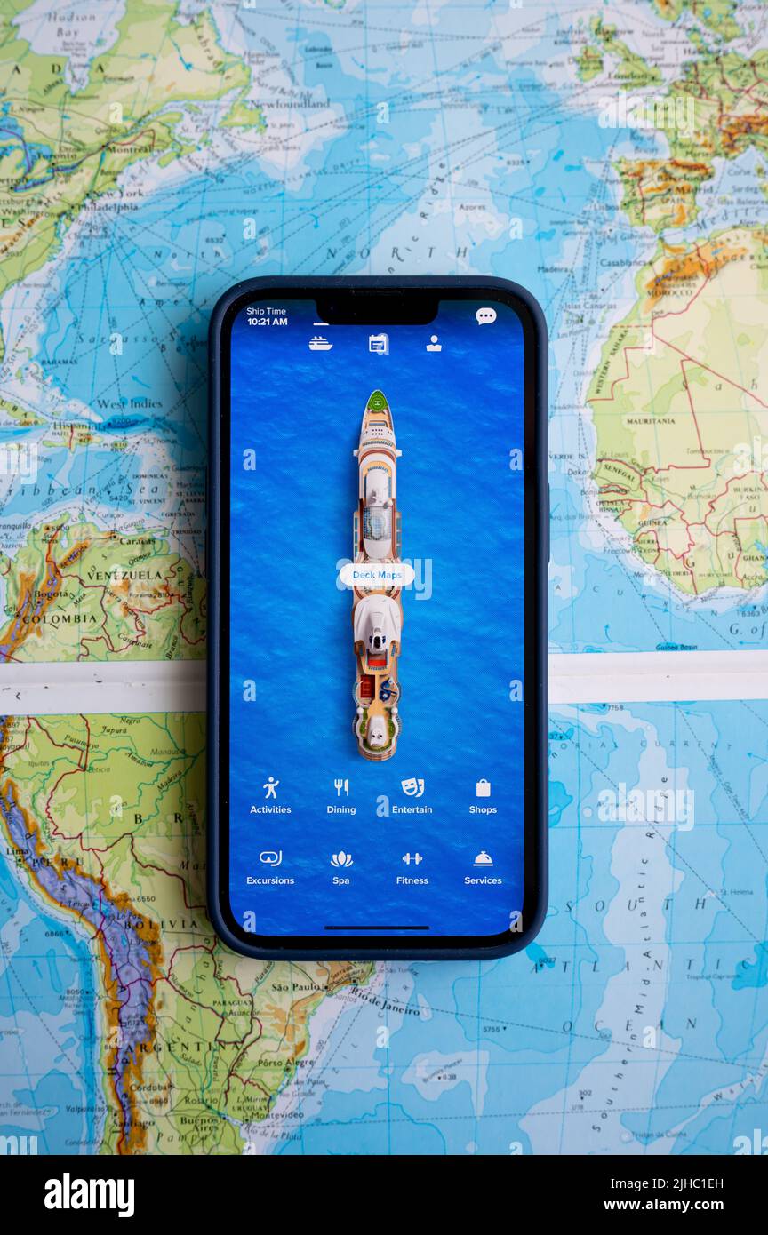 Calgary, Alberta - July 14, 2022: Royal Caribbean Cruise Ship app with ...