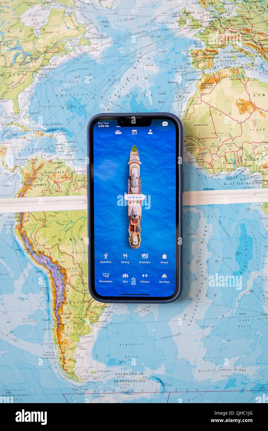 Calgary, Alberta - July 14, 2022: Royal Caribbean Cruise Ship app with ...