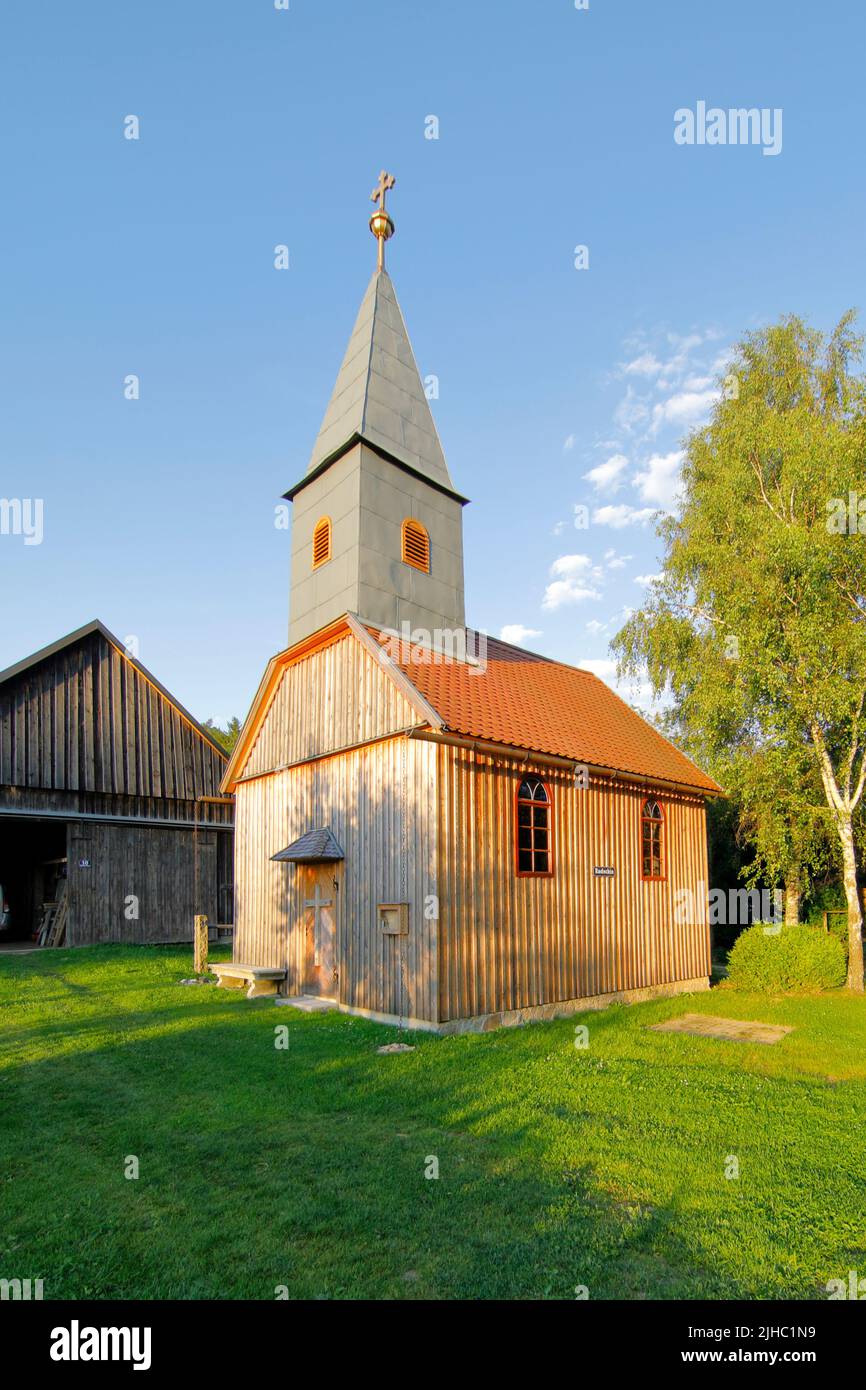 A small traditional wooden chapel in the Lower Austrian Waldviertel ...