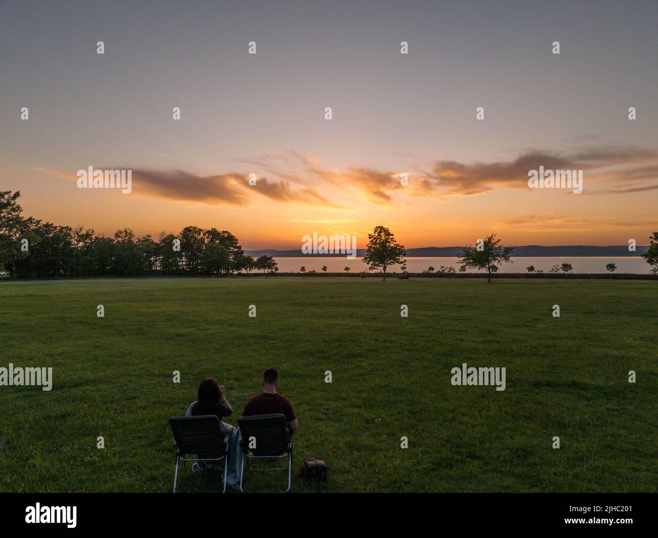 Aerial view of Lake Balaton in Hungary - Sunset Stock Photo - Alamy