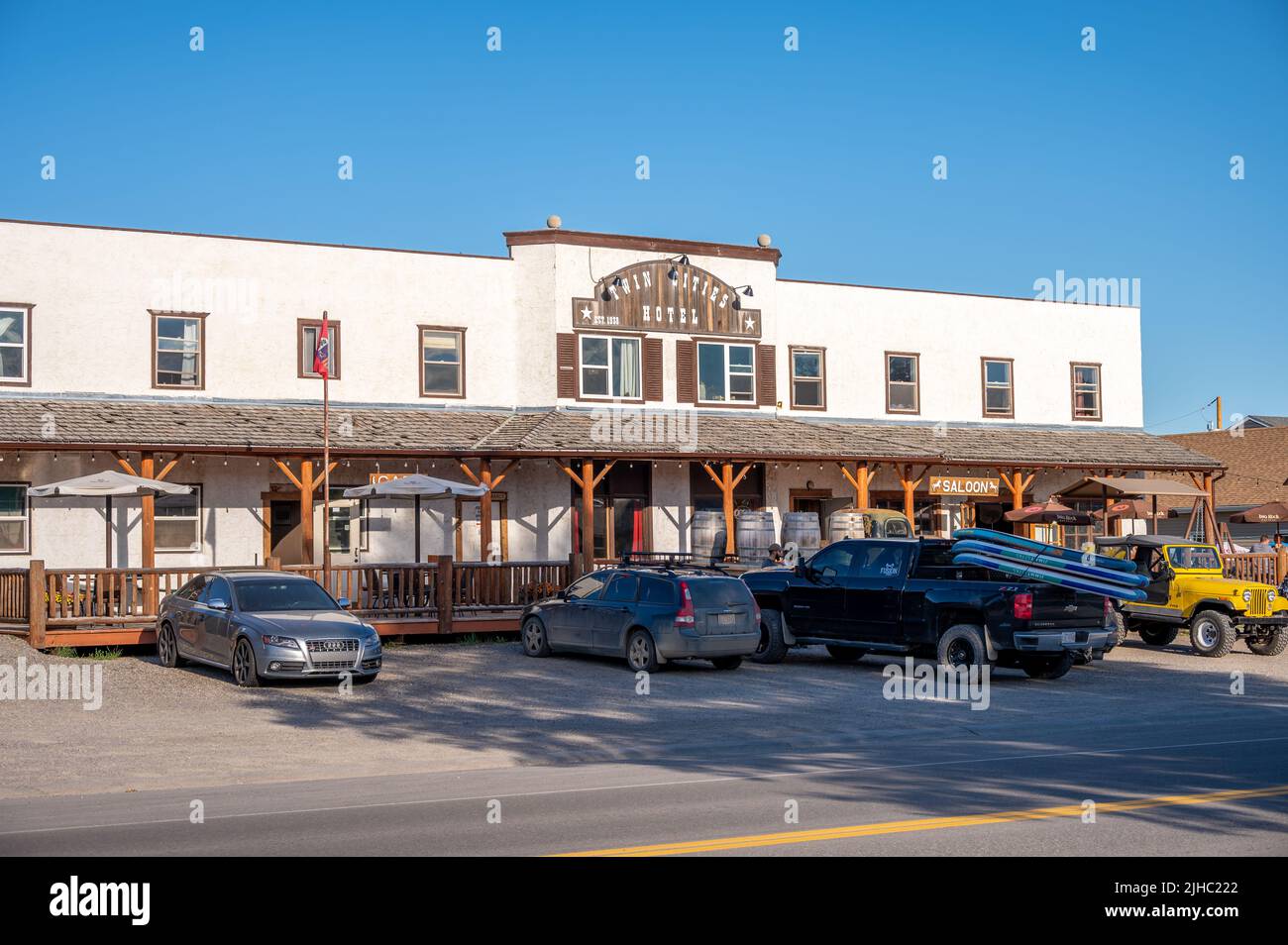 Longview, Alberta - July 16, 2022: Exterior of the Twin Cities Hotel and Saloon in Longview ...