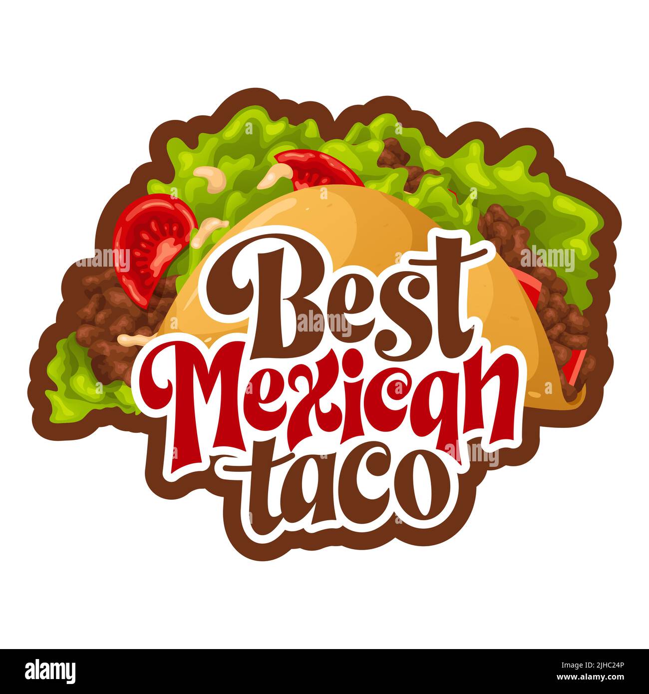Lets taco typography mexican food with hand drawn lettering. Cartoon ...
