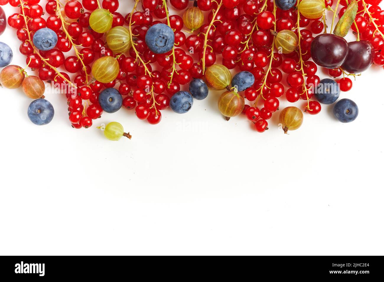Various fresh summer berries frame on white background. Top view Stock ...