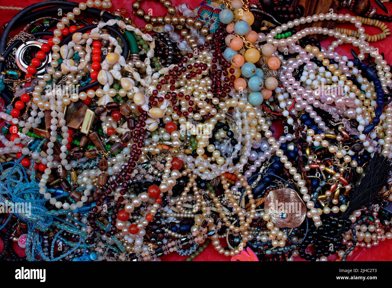 Colorful beads and chains at the flea market in Hanover (Nr. 2 Stock ...