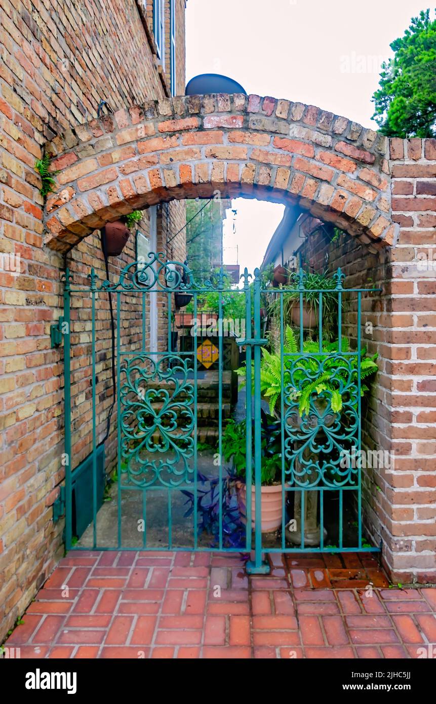 A decorative gate leads to the Myers House, which served as Mobile’s ...