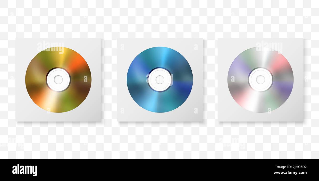 Vector 3d Realistic Golden, Blue and Multicolor CD, DVD in Paper ...