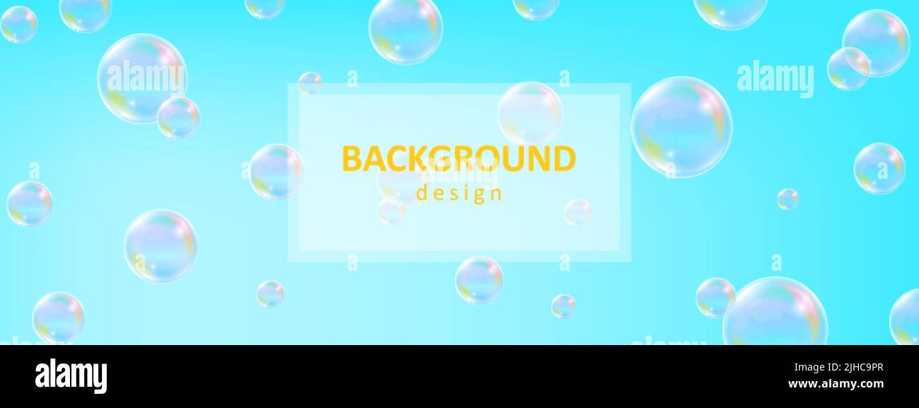 Transparent soap bubbles background. Colorful realistic flying bubble ...