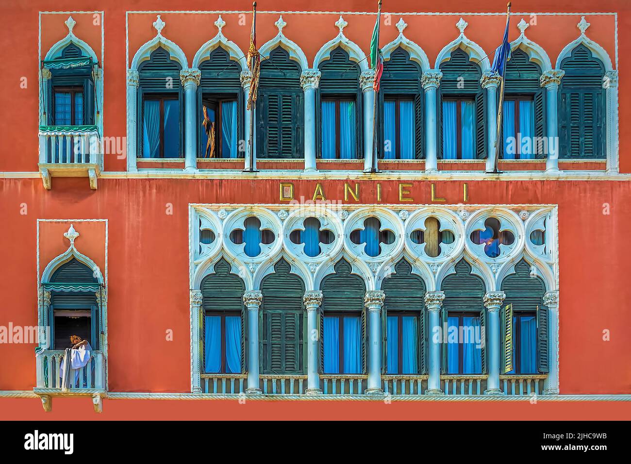 Facade of the legendary luxury hotel Danieli in Venice, Italy Stock ...