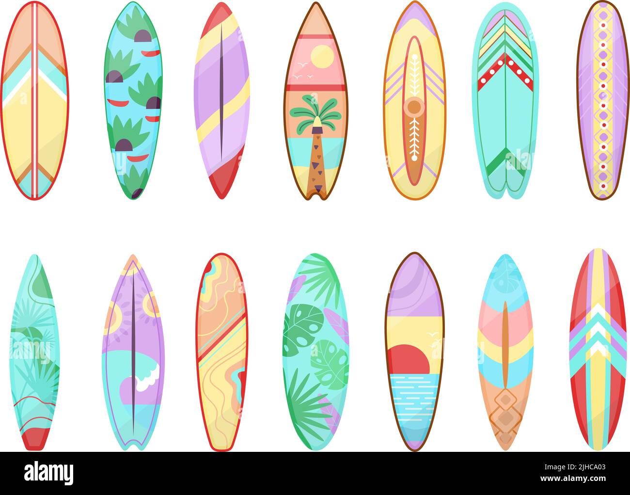 Cartoon surfing board. Surf gear, surfboard isolated for sea training ...
