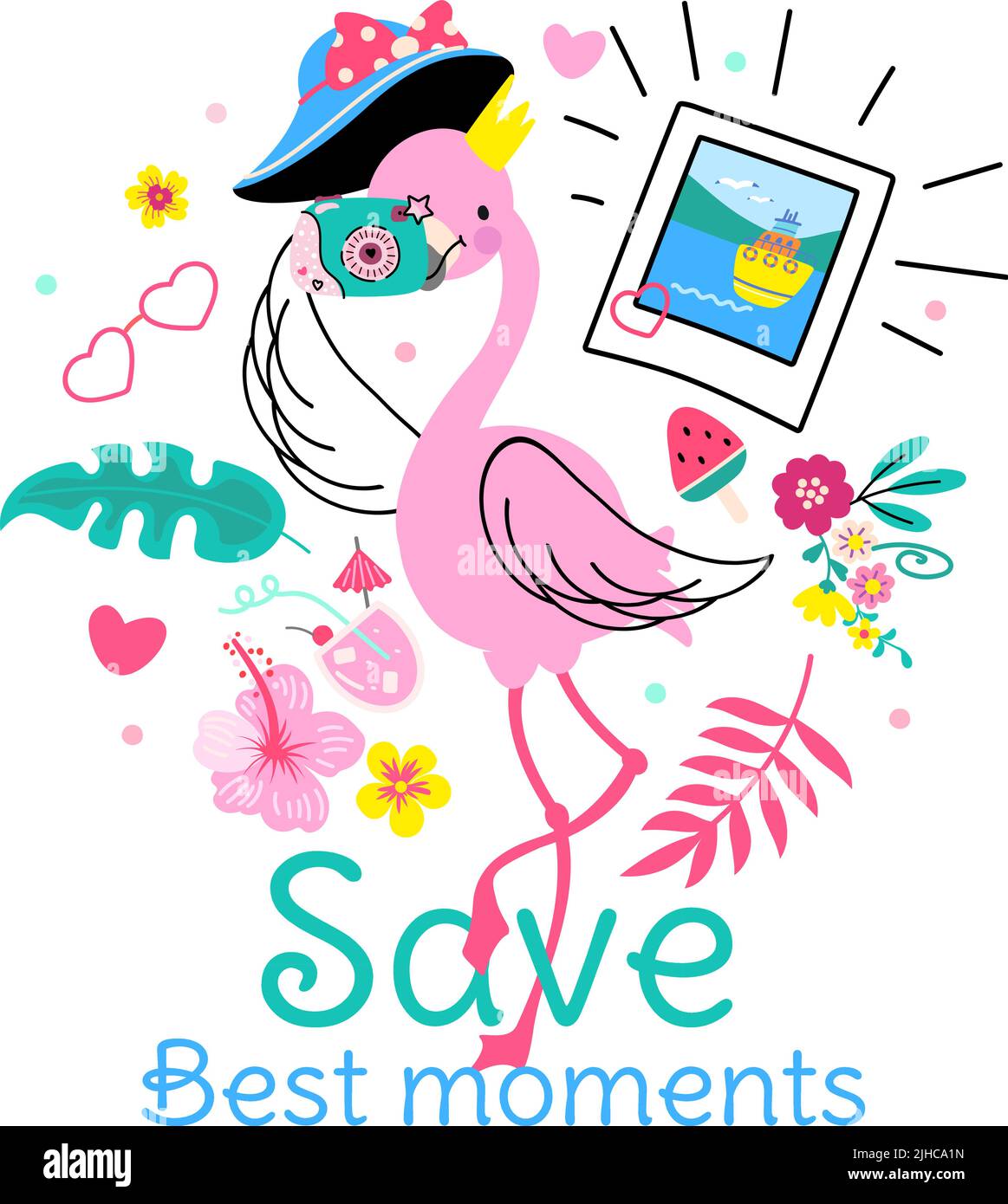 Save moments. Savings sweet memories with camera. Girl design print ...