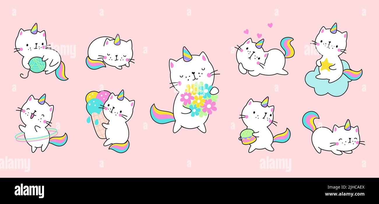 Cartoon Kitty Unicorn Cats Unicorns Animated Cartoon Funny Characters