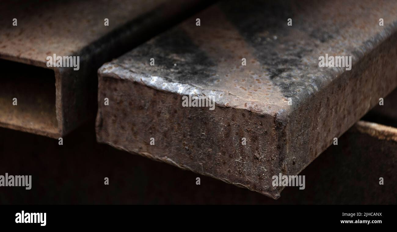Metal rectangular profile in a stack, metal pipes of rectangular cross ...