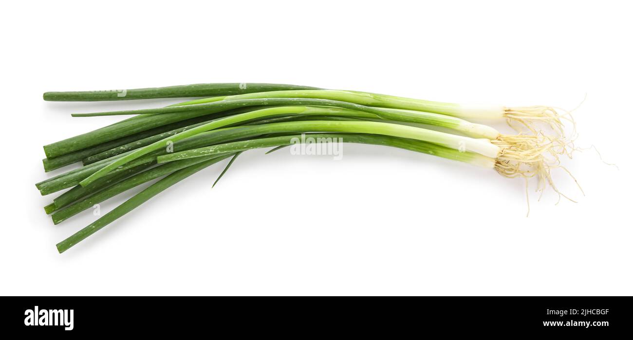 Fresh green onion isolated on white background Stock Photo - Alamy
