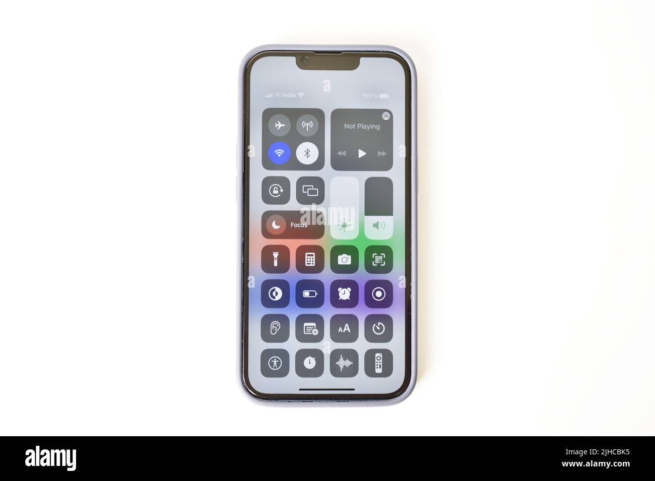 New Delhi, India - July 8, 2022: Iphone 13 control centre for easy ...