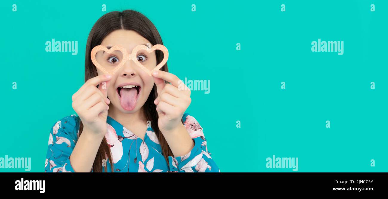 This is just silly. Silly girl stick out tongue in heart-shaped glasses ...