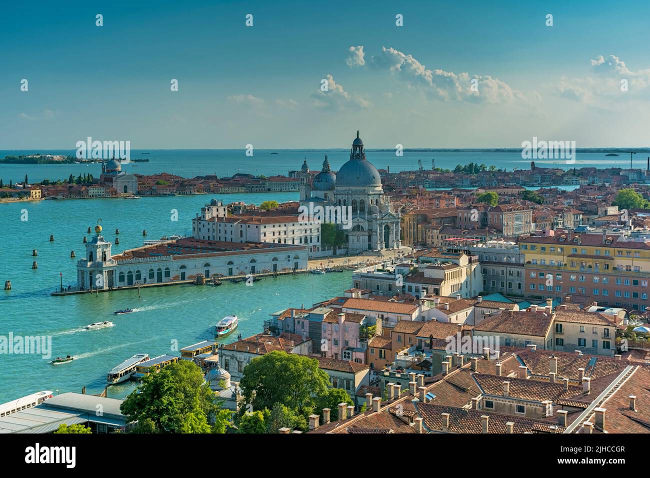 Bird's-eye view of the Basilica Santa Maria della Salute in Venice ...