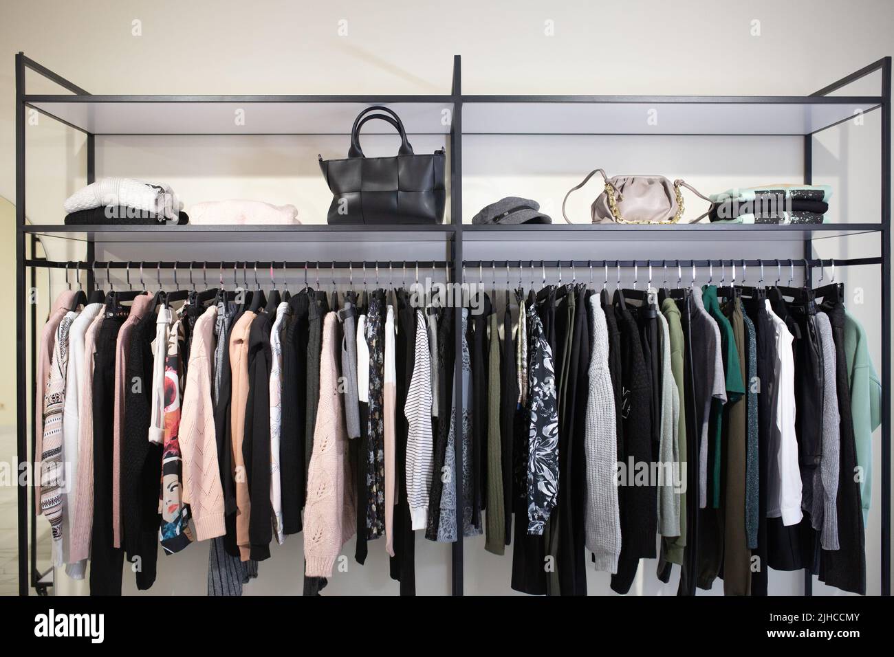 Fashion store. A number of different women's business style clothes ...