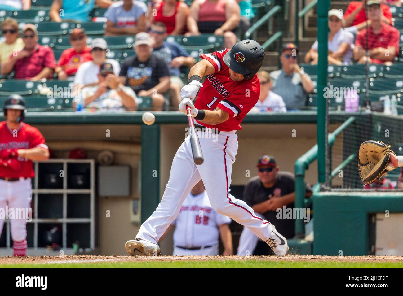 July 17, 2022: Rochester Red Wings infielder Jake Noll (18) hits the ...