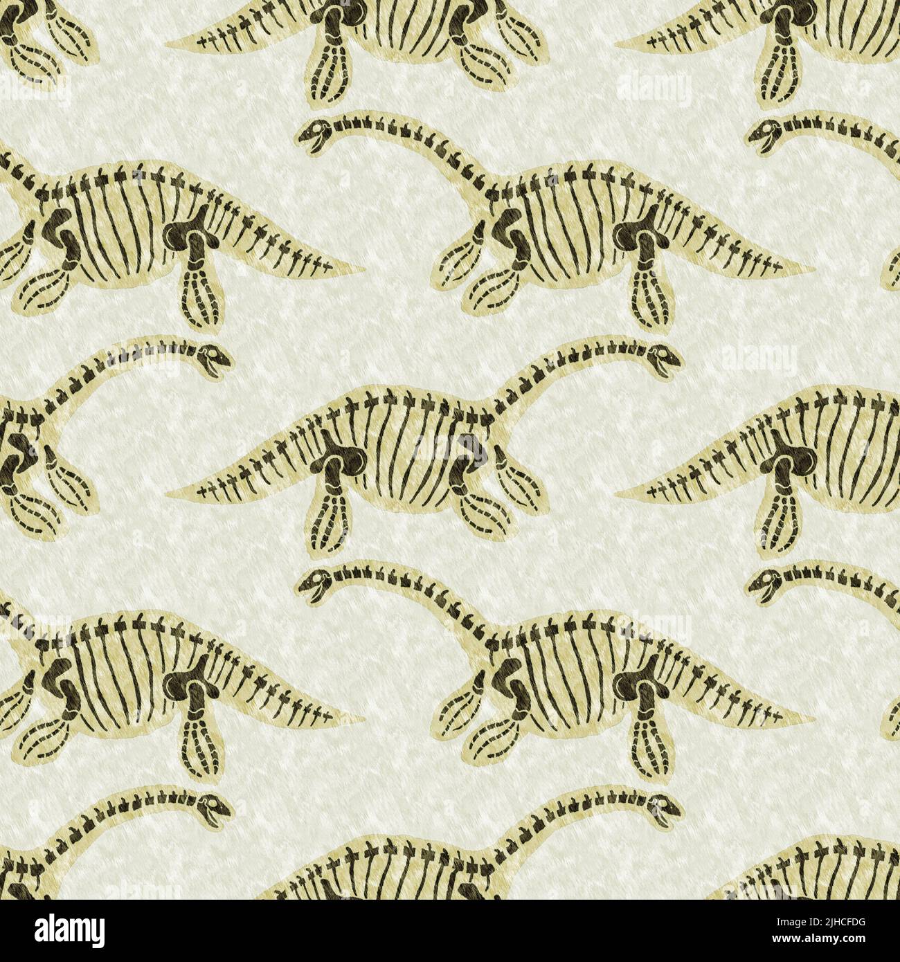Green plesiosaur dinosaur fossil bones seamless pattern. Gender Neutral ...