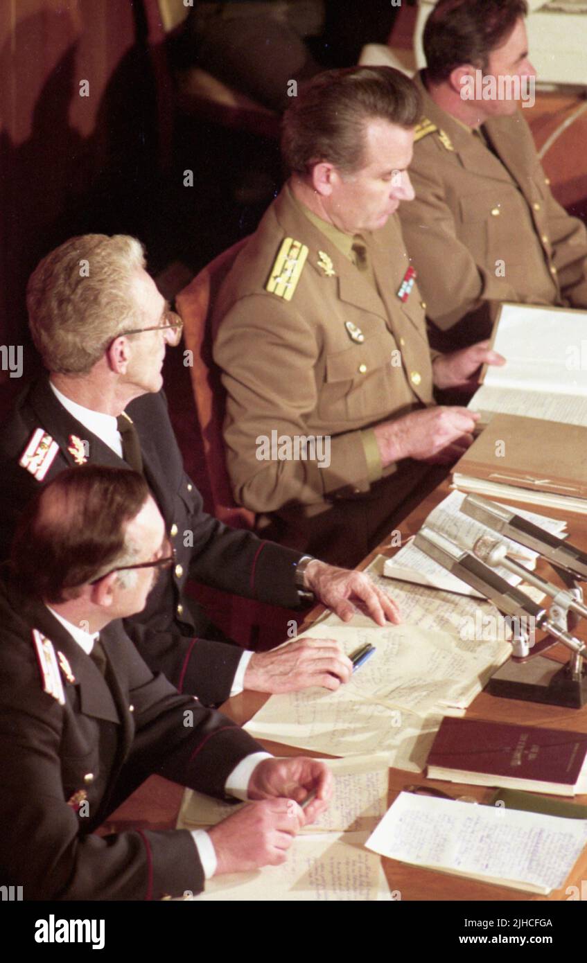 Bucharest, Romania, January 1990. The trial of the four high-ranking ...
