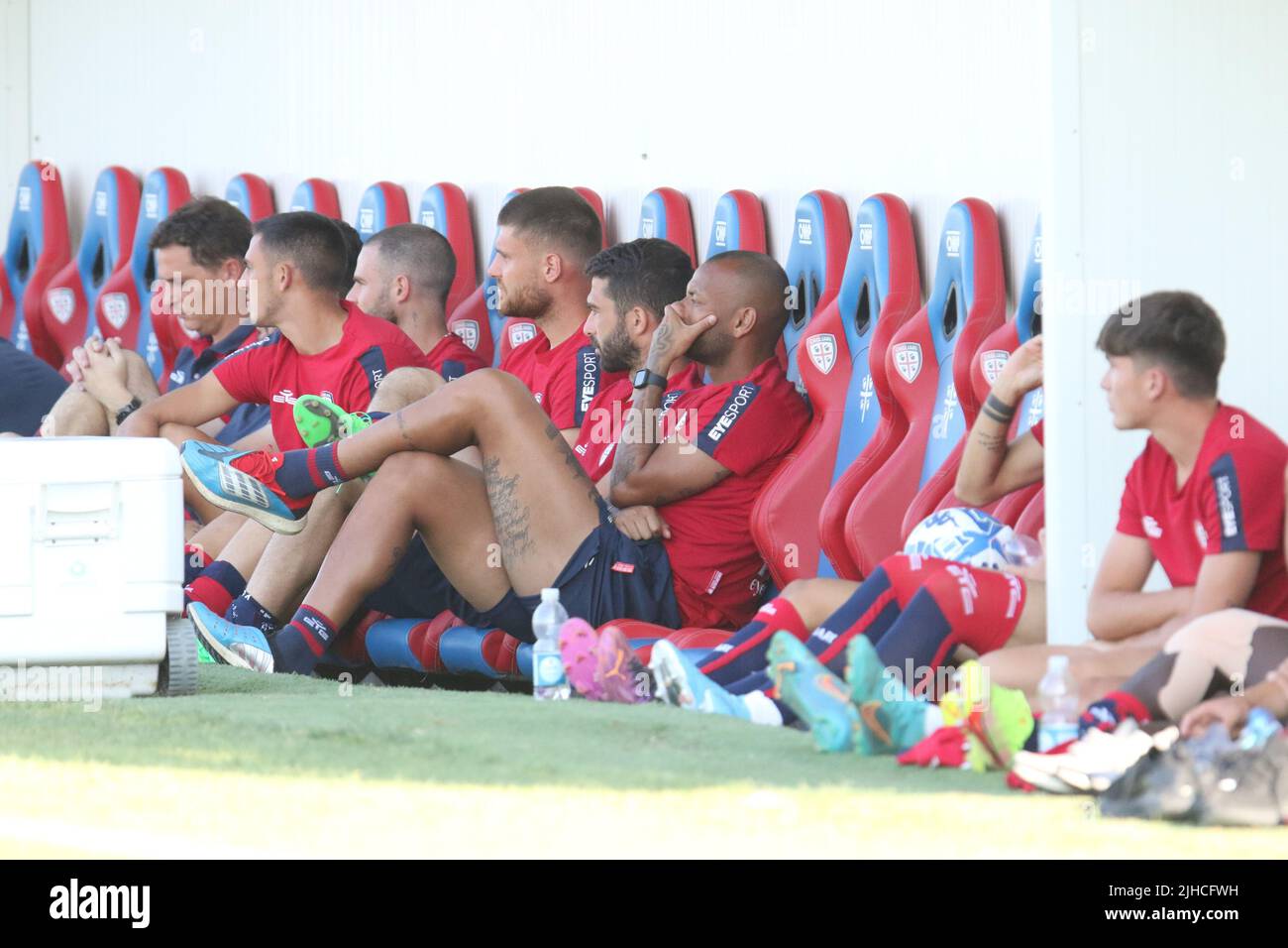 Assemini, Italy. 17th July, 2022. Joao Pedro segue la gara in panchina ...