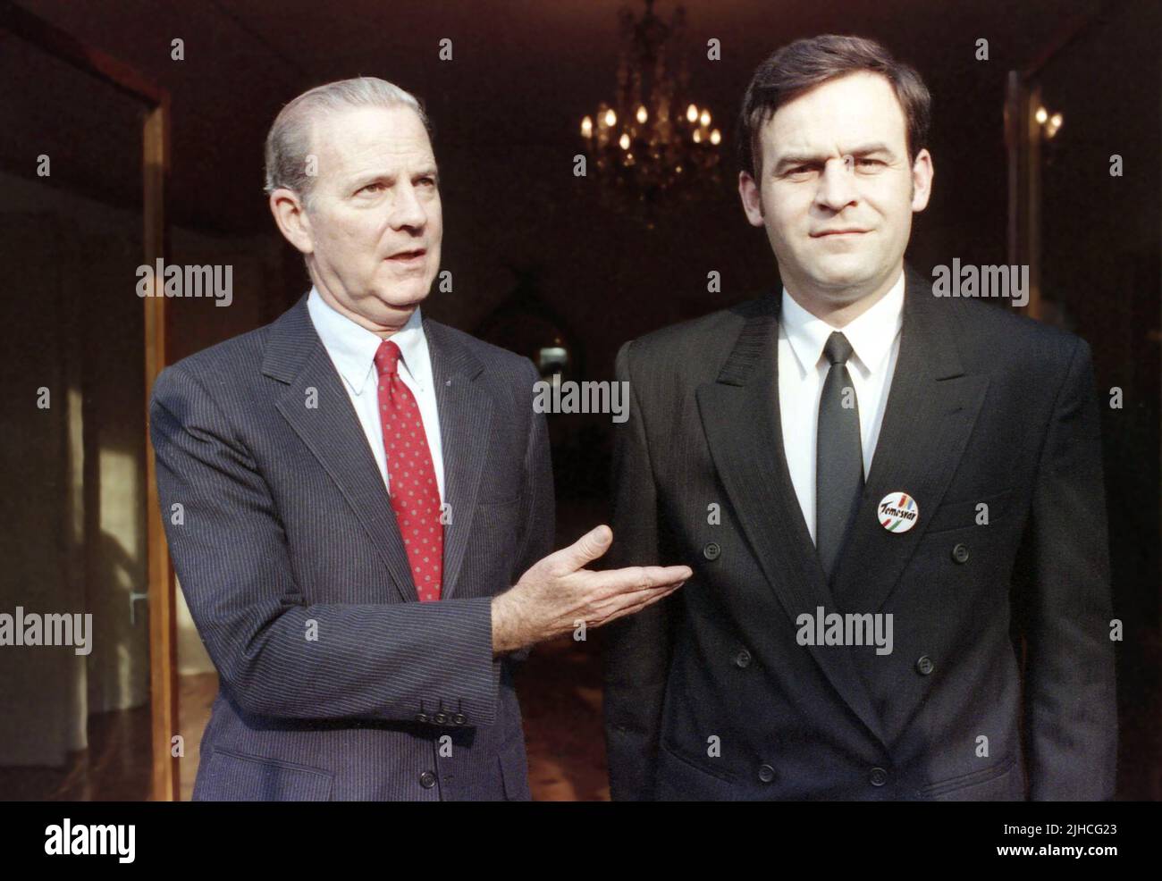 Bucharest, Romania, February 1990. U.S. Secretary of State under ...