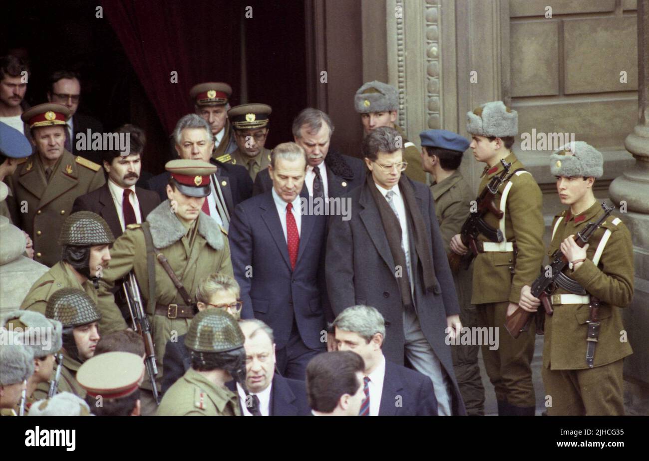 Bucharest, Romania, February 1990. U.S. Secretary of State under ...