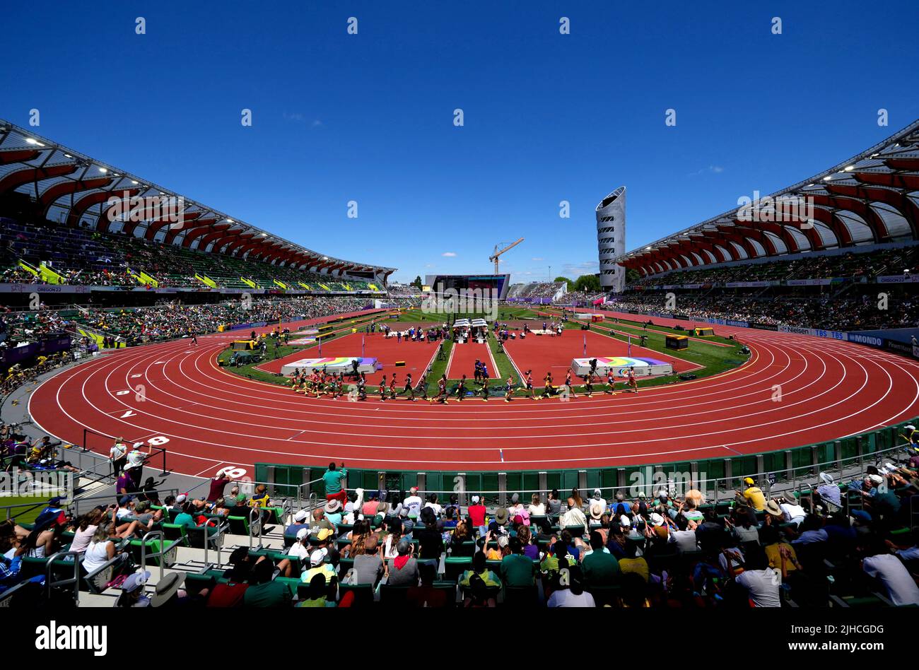 A general view of the athletes in action as they compete in the Men's ...