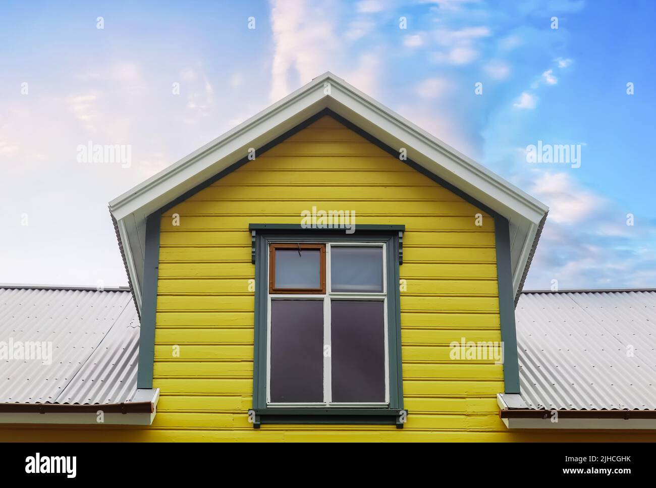 Roof window in velux style with roof tiles - icelandic architecture ...