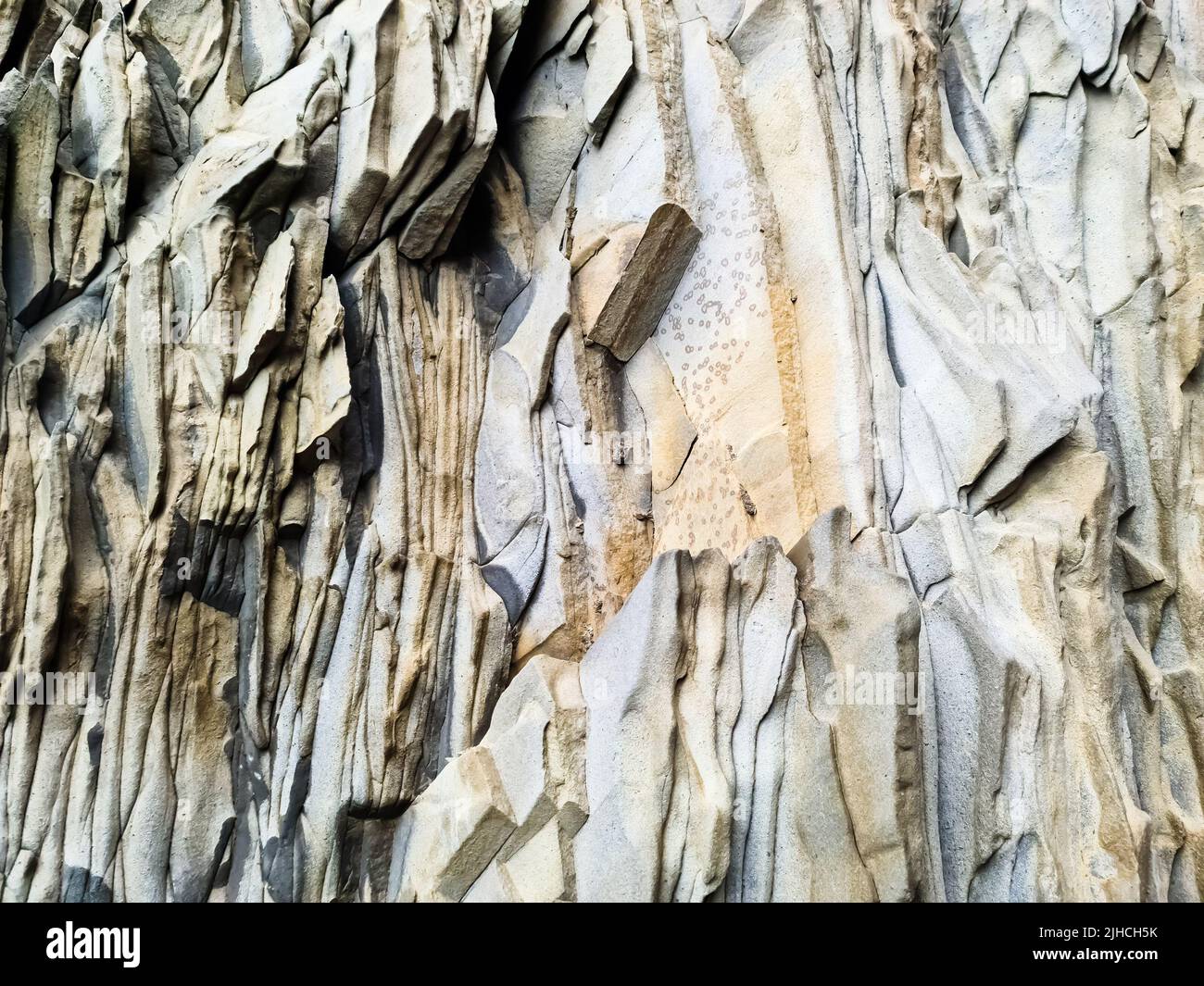Amazing basalt rock structures at Endless Black Beach of Iceland Stock ...