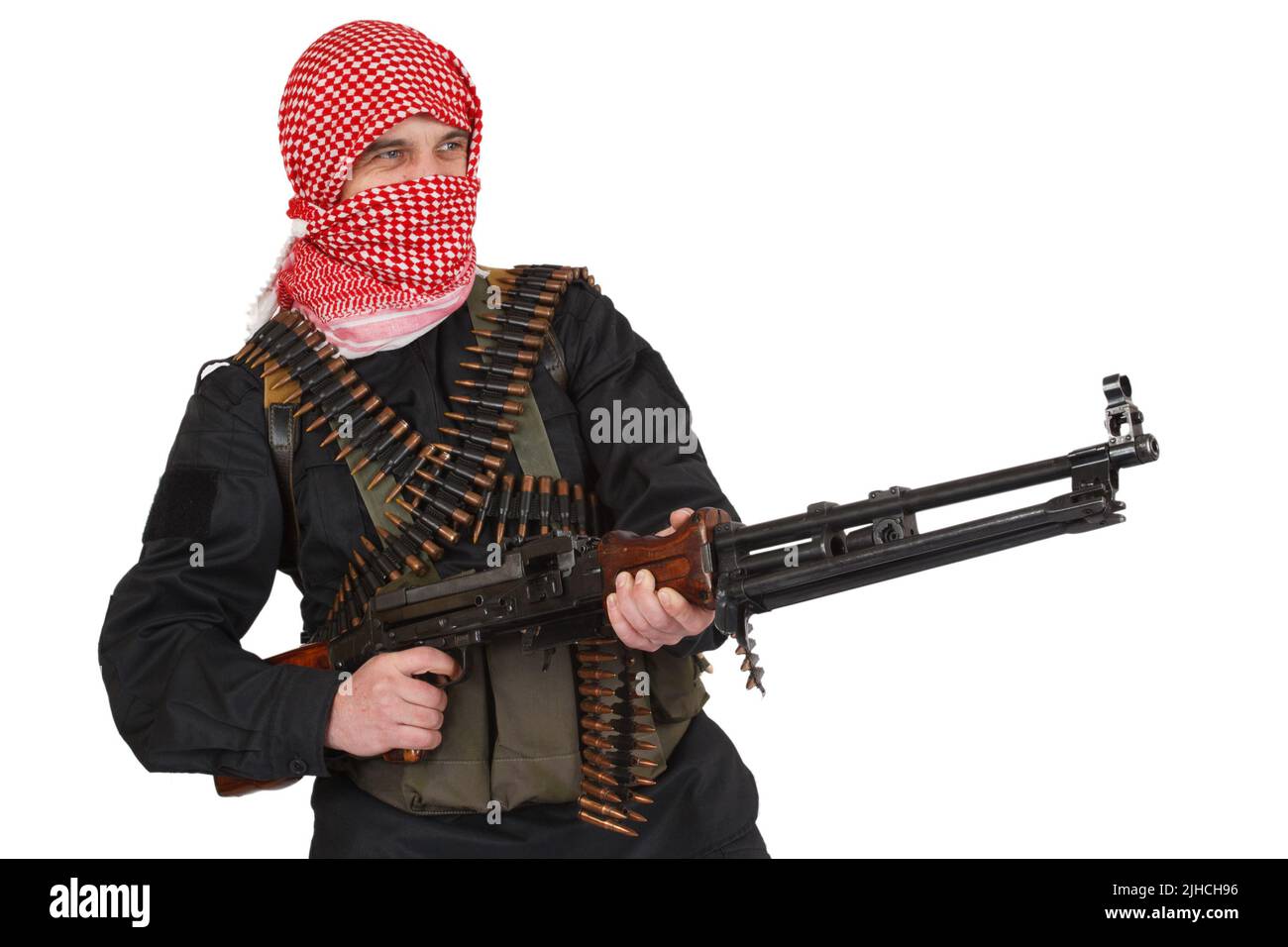 insurgent with machine gun isolated on white background Stock Photo - Alamy