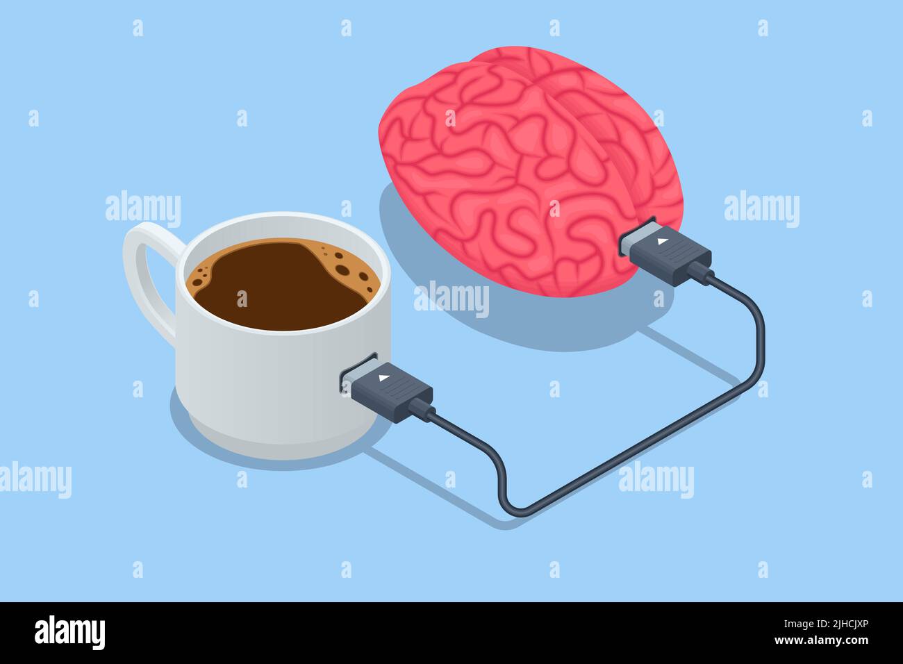 Isometric Coffee Time, Energy From Coffee. Caffeine Addicted Person ...