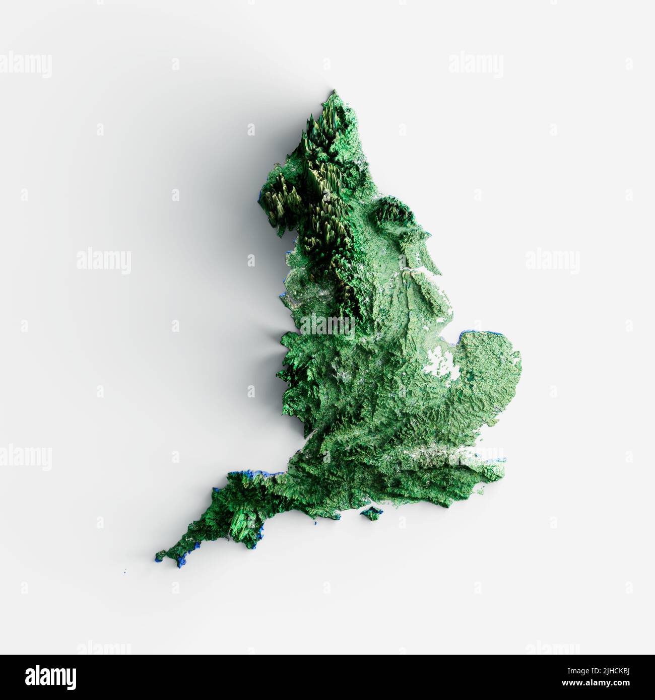 A 3D rendering of the shaded map of the UK with soil and land geology ...