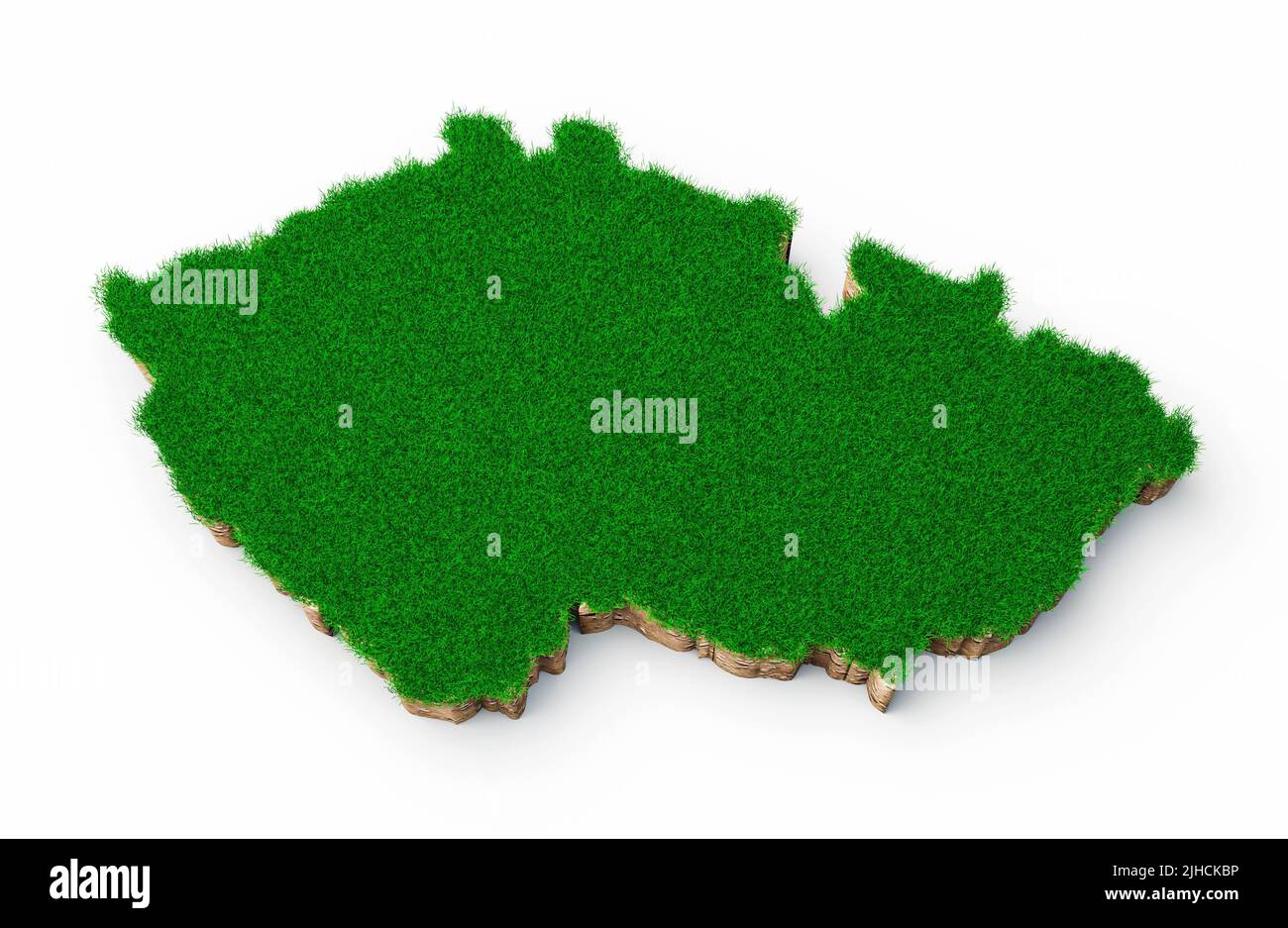A 3D rendering of the Czech Republic map with soil and land geology ...