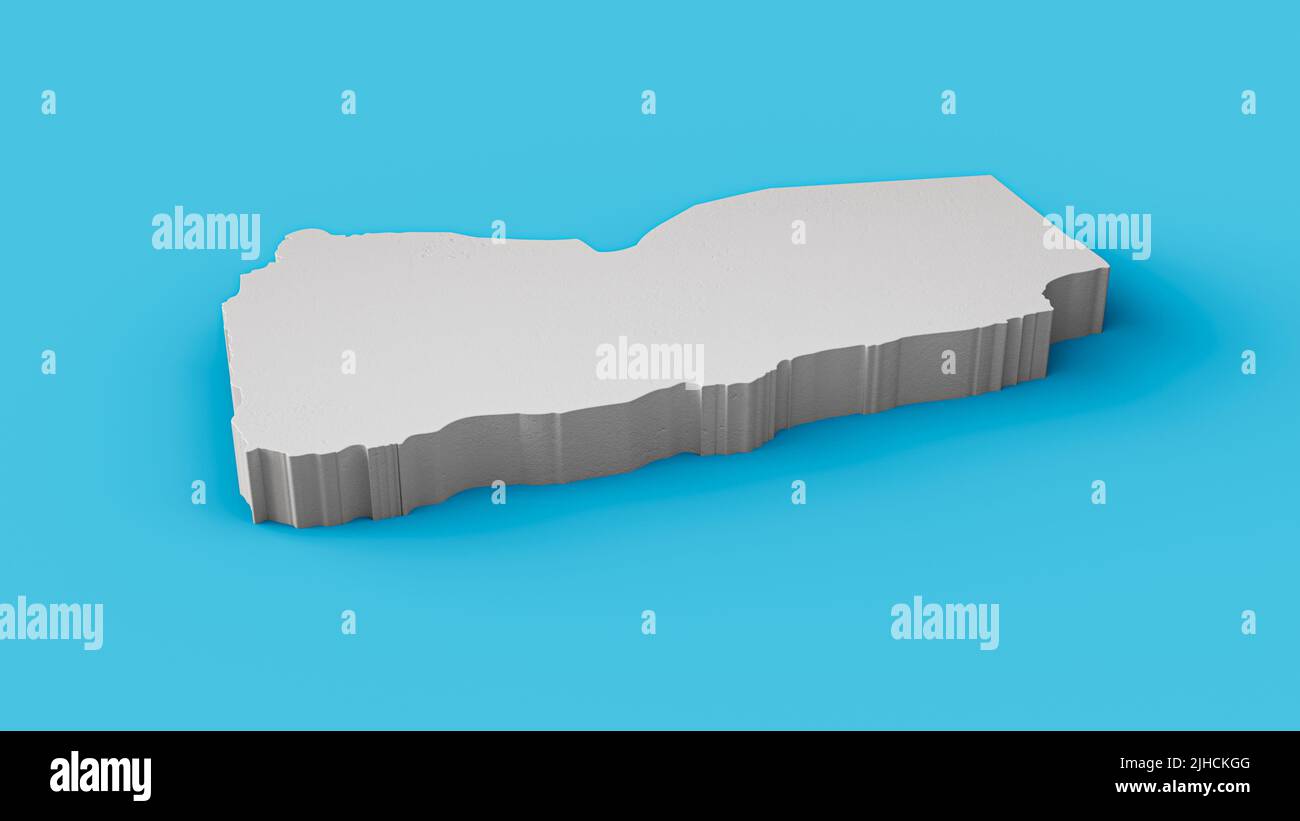 A 3D rendering of the Yemen map with sea and land geology Stock Photo ...