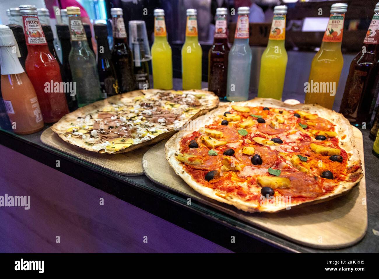 German French style Flammkuchen pizza at Flamm street food stall, Hala ...