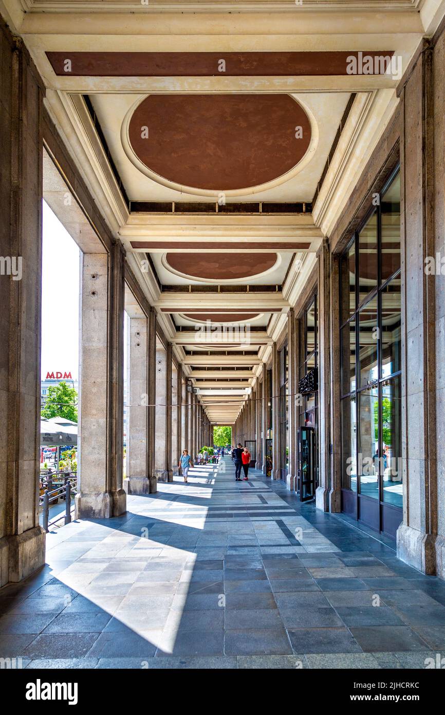 Colonnade in the 1950s socialist realism / comunist style buildings in ...