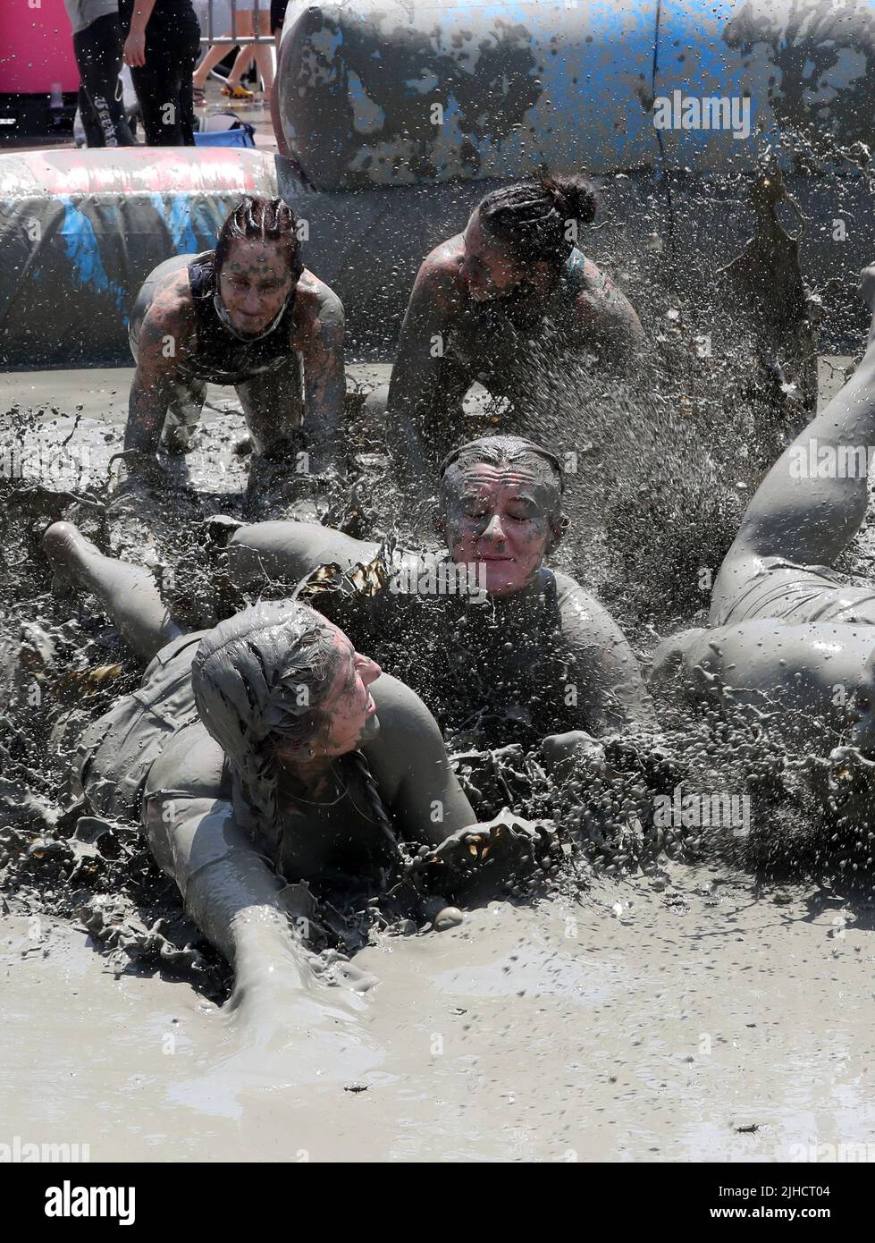 18th July, 2022. Boryeong Mud Fest starts Tourists take part in a mud ...