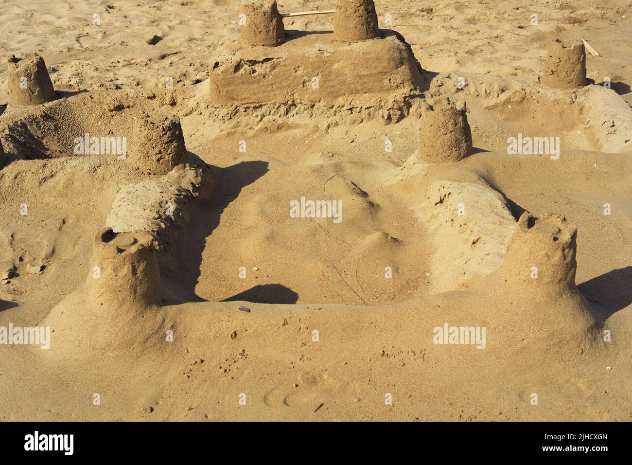 Sand castle at beach in summer Stock Photo - Alamy
