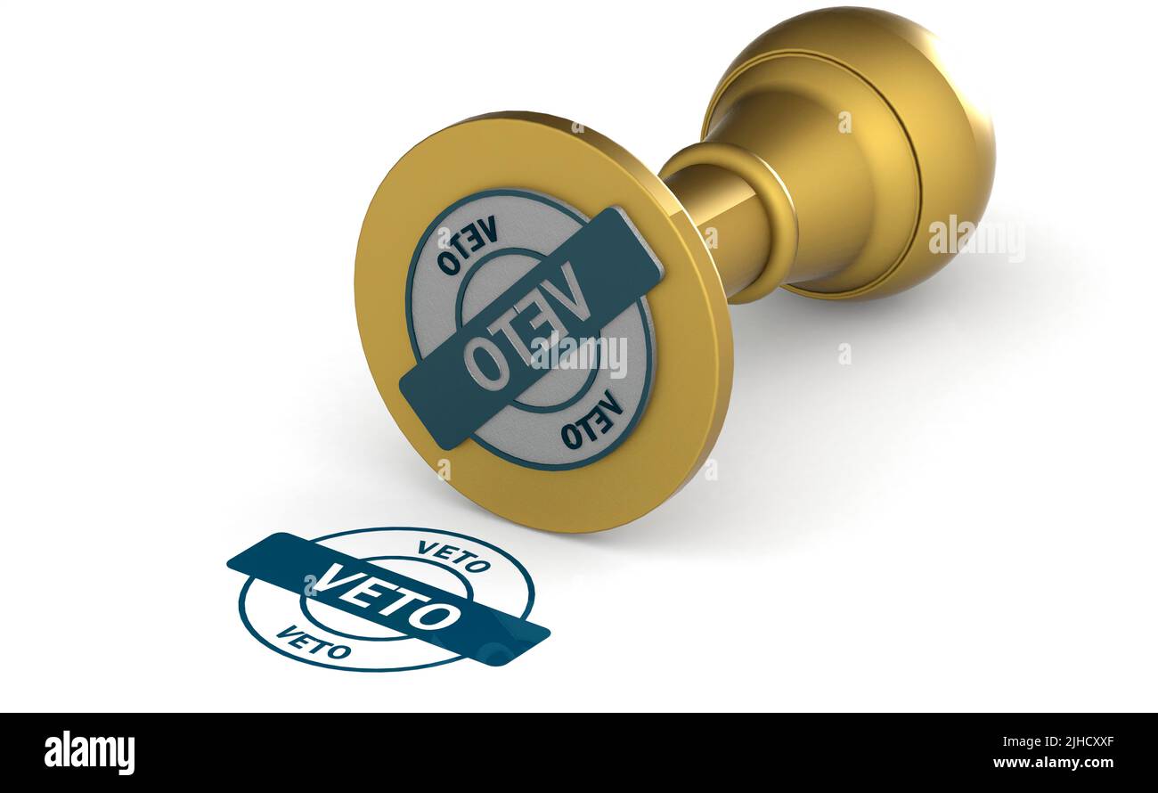 Golden stamp with Veto word, 3d rendering Stock Photo - Alamy