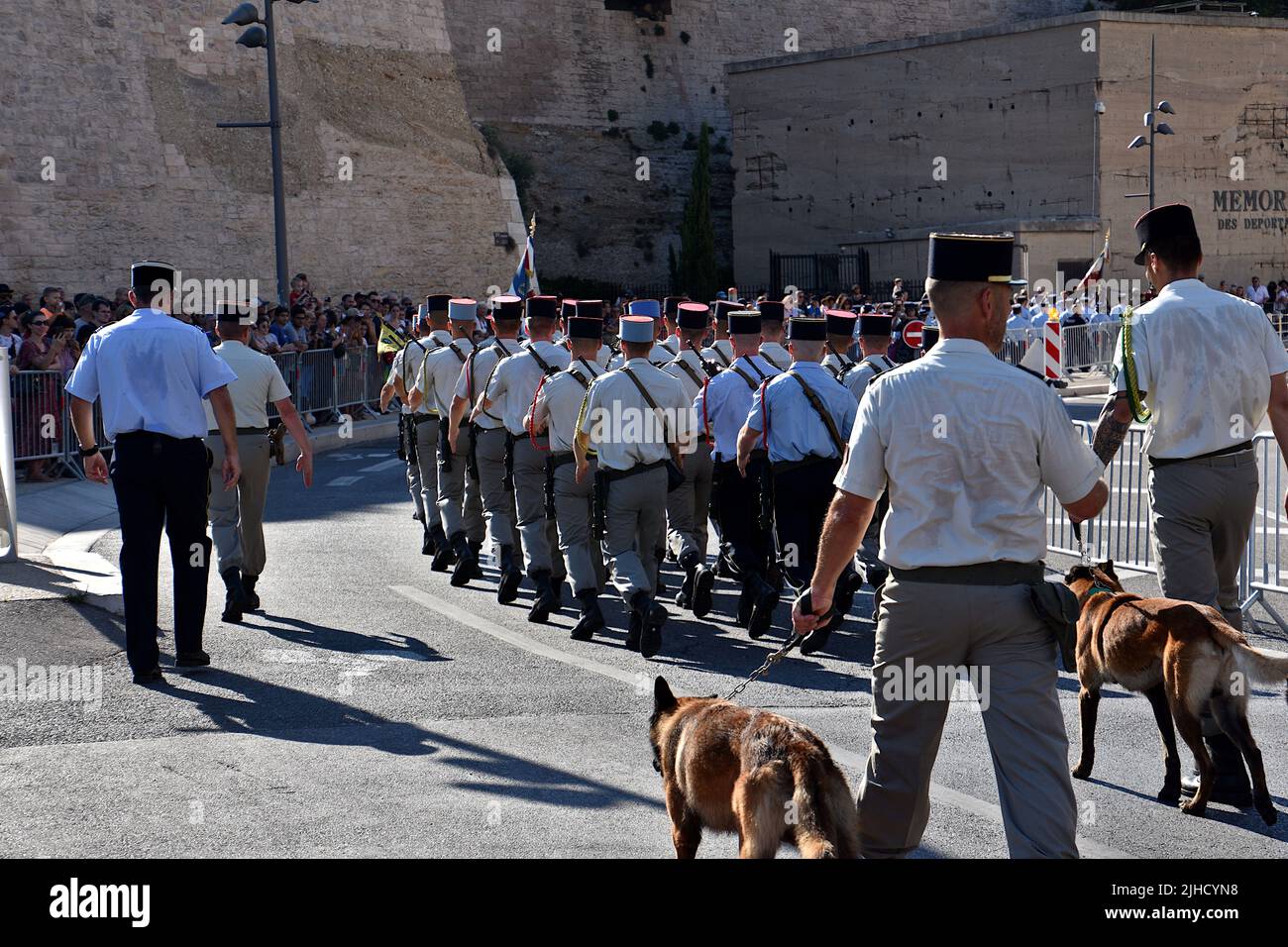 Members of the French land armed forces parade march through the Old ...