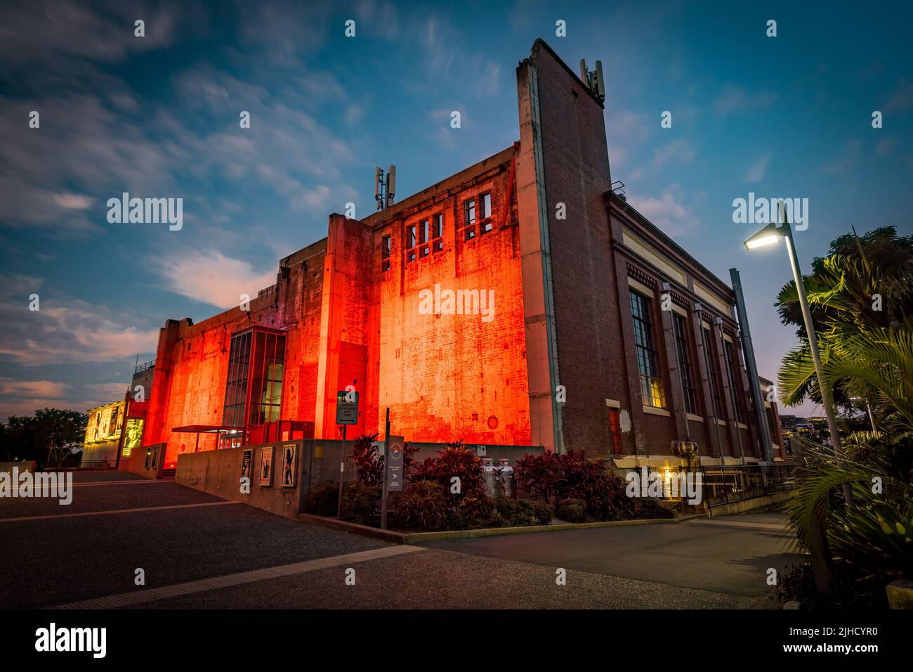 Brisbane, Australia - Brisbane Powerhouse at night, repurposed old tram ...
