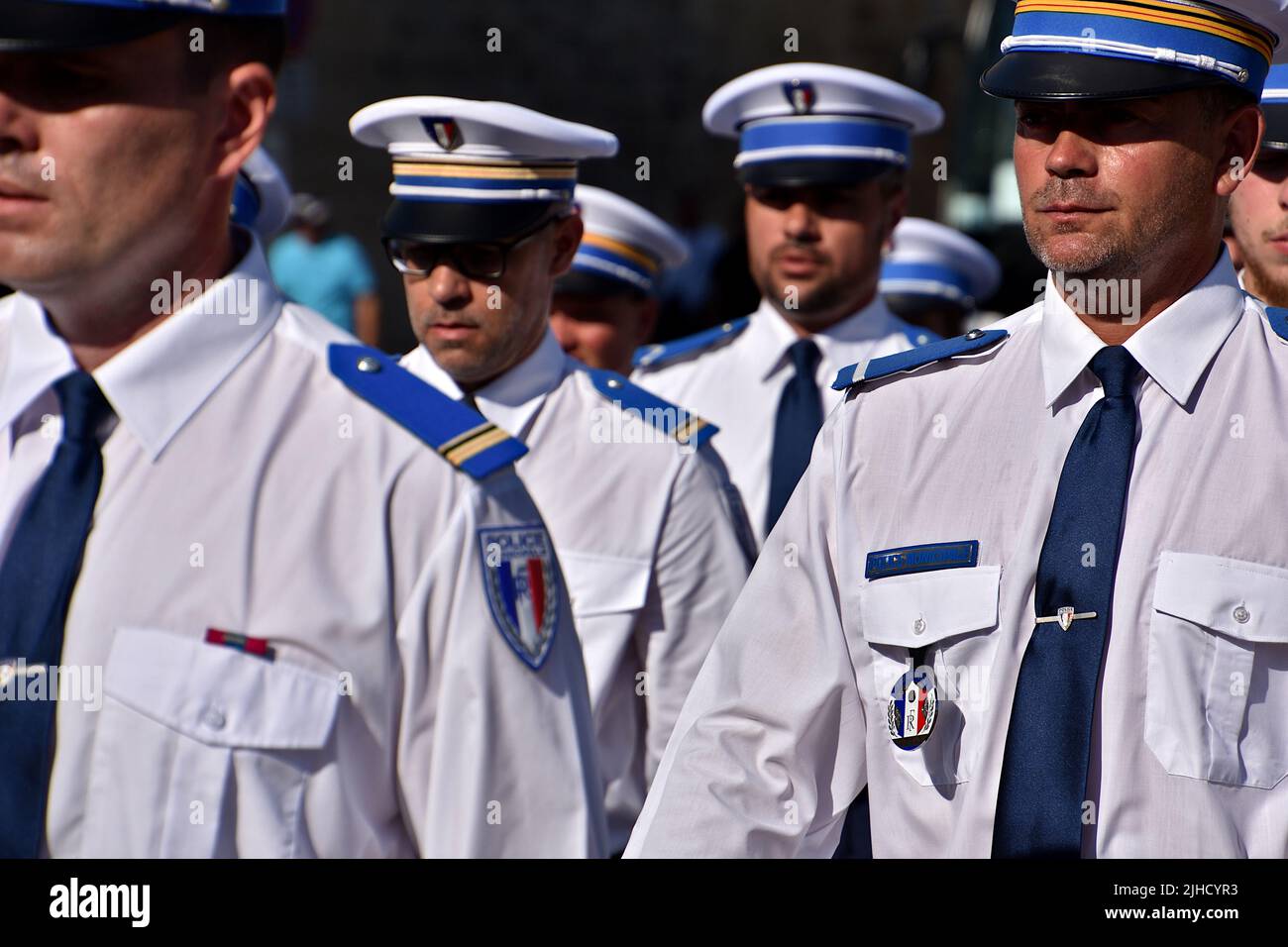 Members of the Municipal Police parade march through the Old Port of ...