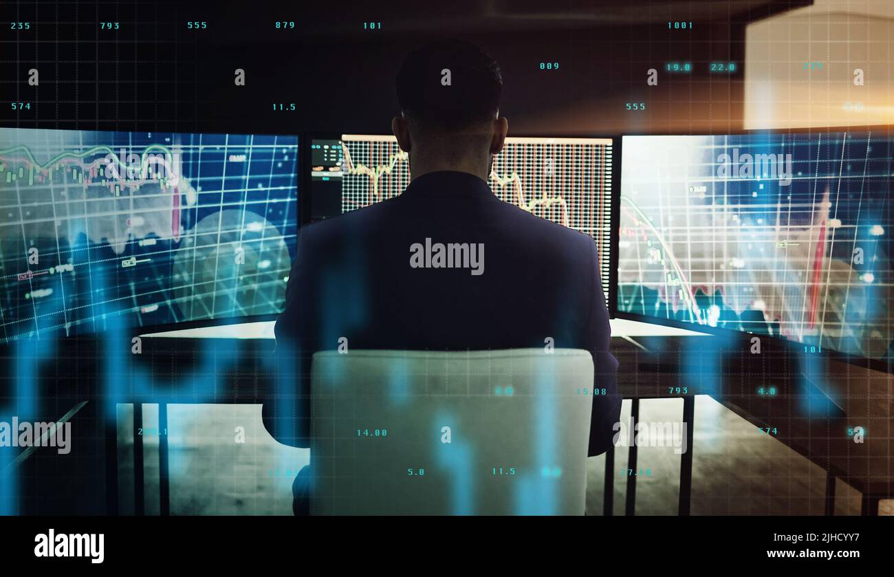 These figures look worrisome. a businessman sitting in his office ...