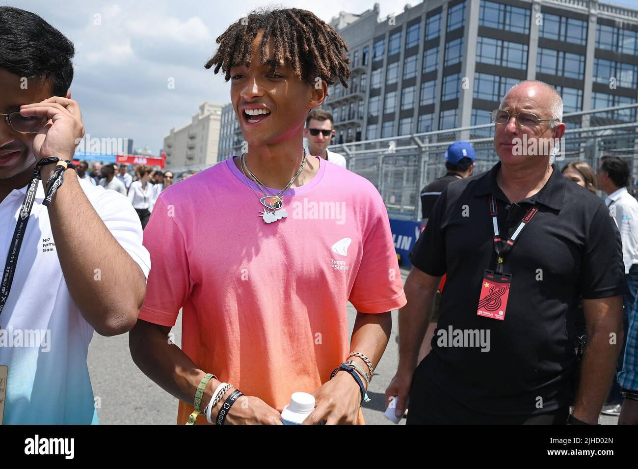 Actor Jaden Smith seen walking the grid before the start of the ABB FIA ...