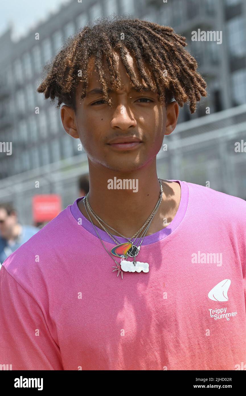 Actor Jaden Smith seen walking the grid before the start of the ABB FIA ...