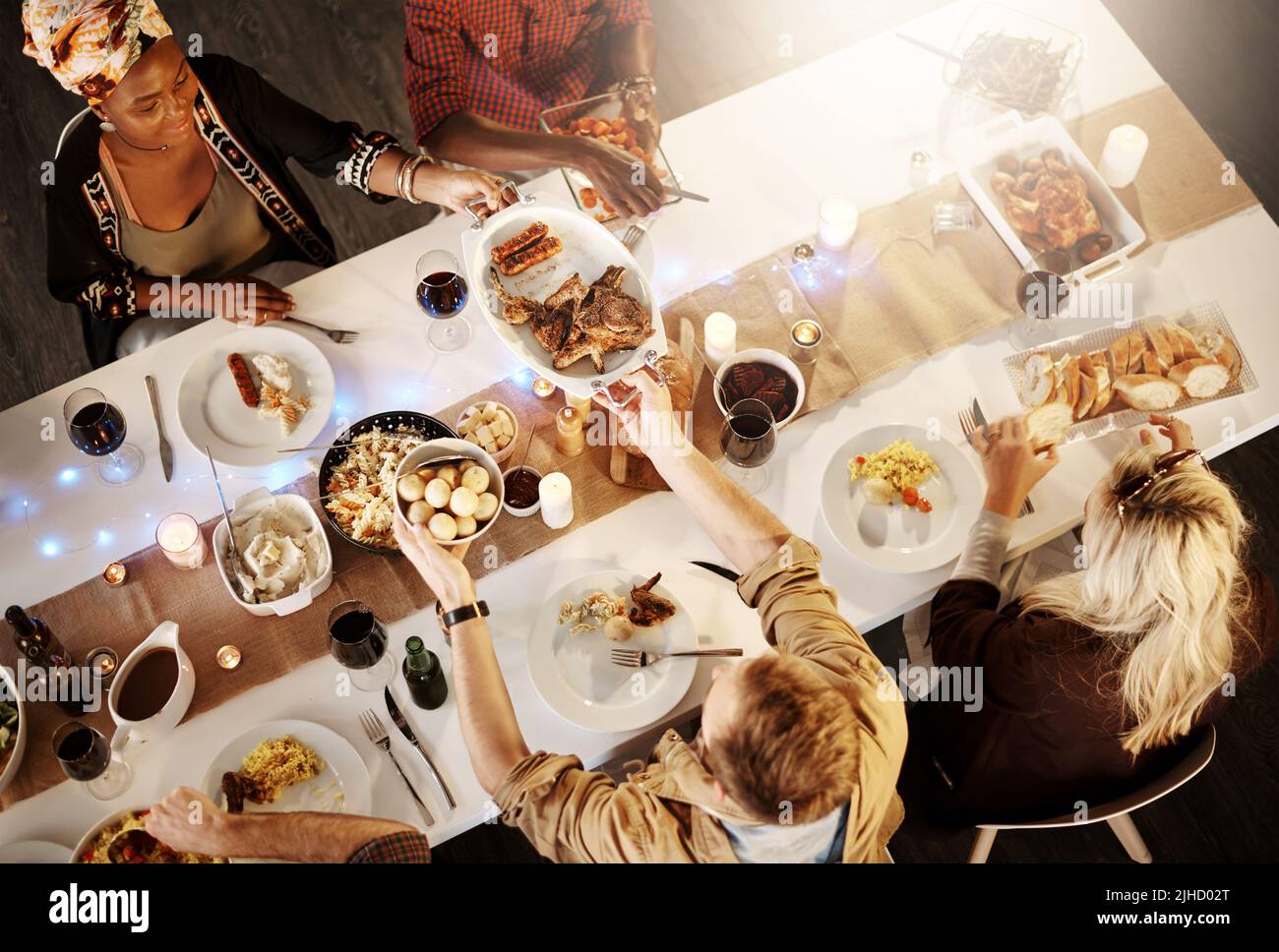 Food is the ingredient that binds us together. High angle shot of ...