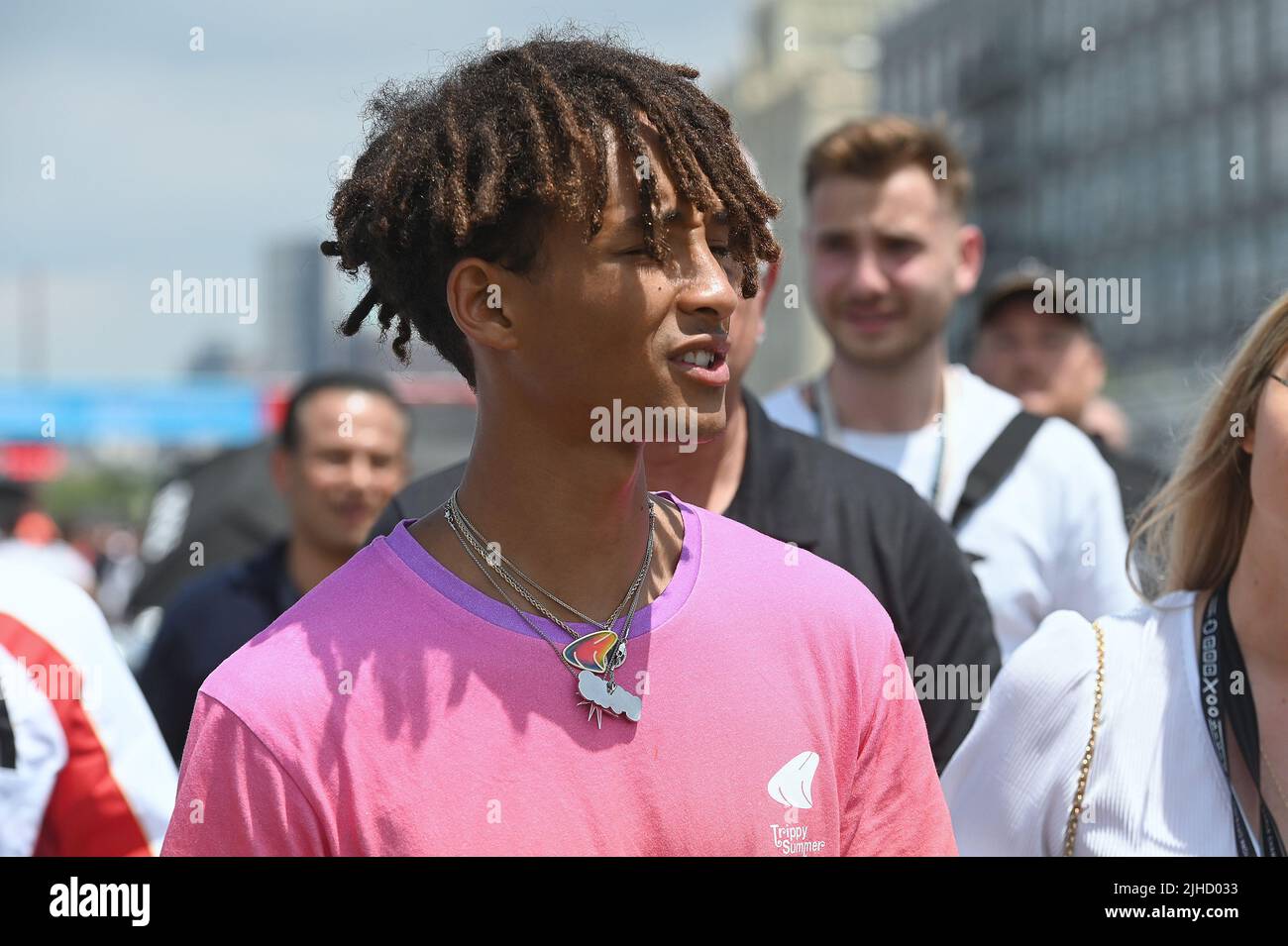 Actor Jaden Smith seen walking the grid before the start of the ABB FIA ...