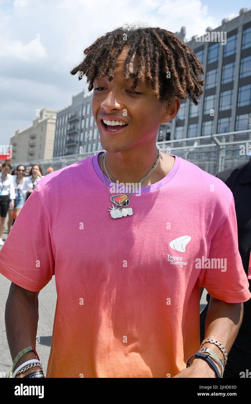 Actor Jaden Smith seen walking the grid before the start of the ABB FIA ...
